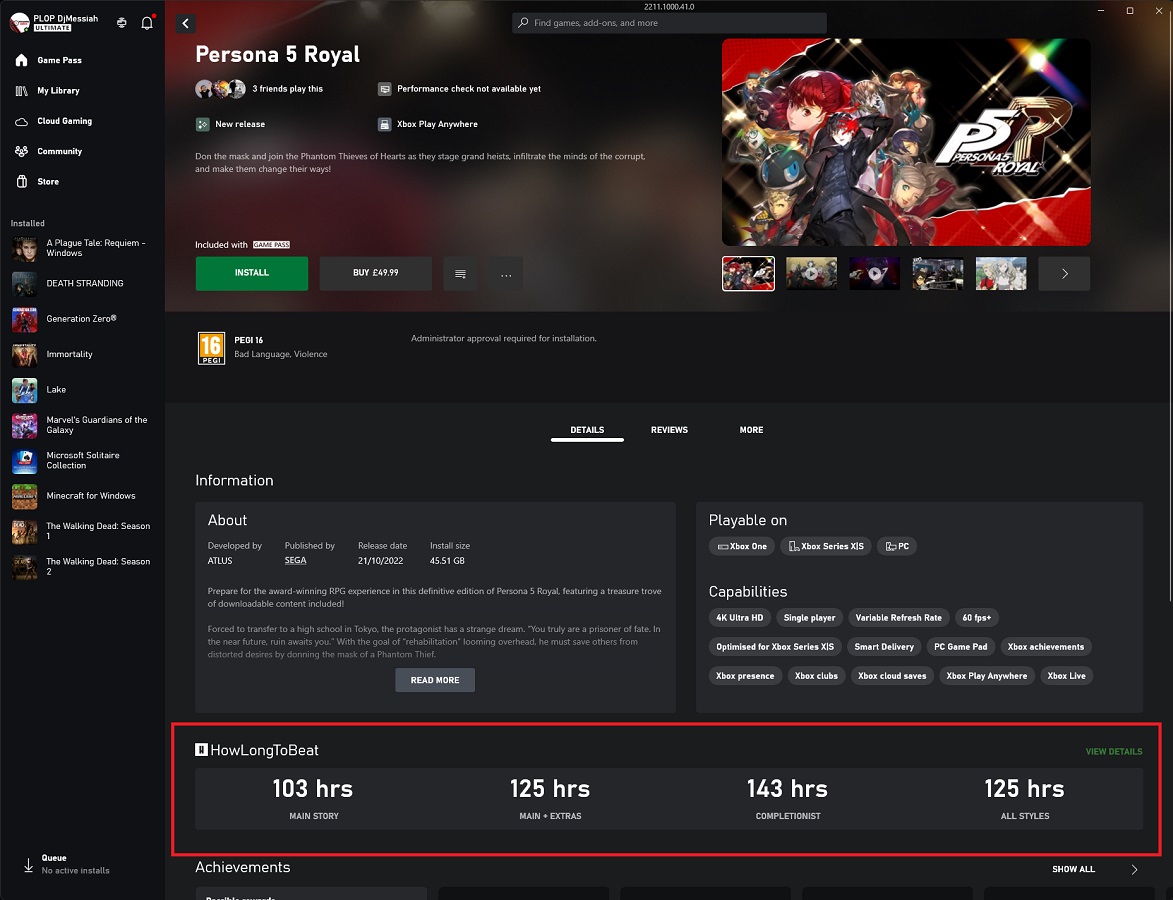 The PC Xbox App Now Shows HowLongToBeat Info – Total Gaming Addicts